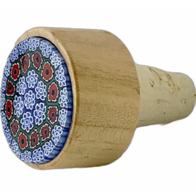 Wine Bottle Stopper β Unique gift for Dinner Host, Wine Lover, or Housewarming β a versatile wine accessory, use for Wine or Champagne β Handmade of Murano Glass and Portuguese Cork keeps wine fresher