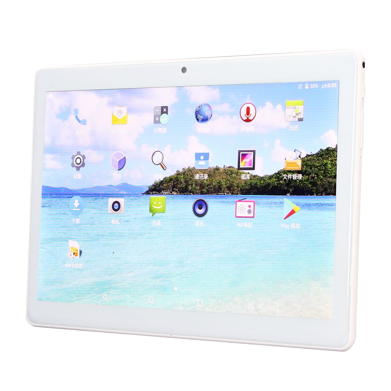 Smart Tablet, Silver Dual Camera Tablet with IPS HD Touchscreen for Photography (US Plug)