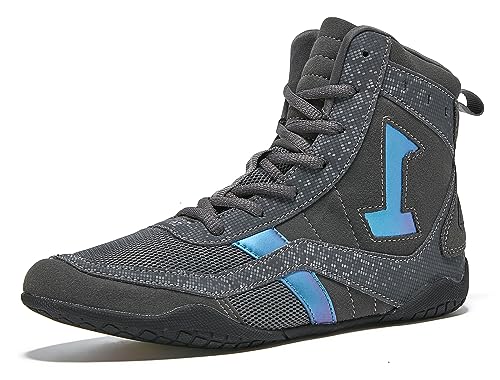 Unisex Wrestling Shoes for Men Women Boxing Shoes Youth Kick Fighting Shoe Boxing Sneaker,Gray