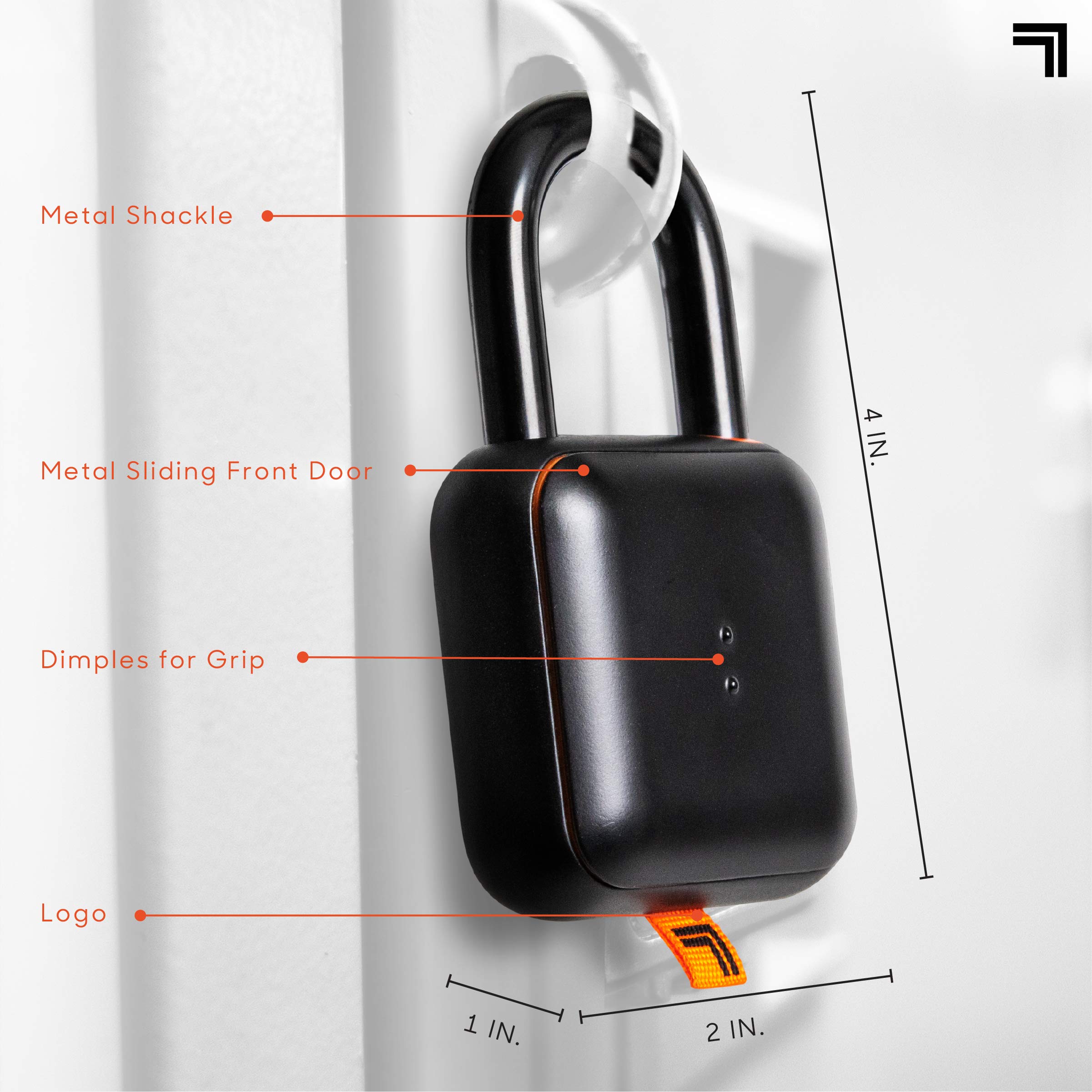 SHARPER IMAGE Fingerscan Digital Padlock, Biometric Keyless Code-Free Smart Lock, Rechargeable and IP66 Waterproof, Portable Security for Locker, Bike, Door, Gate, Home, Securely Unlock w/ Thumbprint
