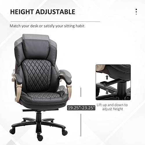 Vinsetto Big and Tall Executive Office Chair with Wide Seat, Computer Desk Chair with High Back Diamond Stitching, Adjustable Height & Swivel Wheels, Brown