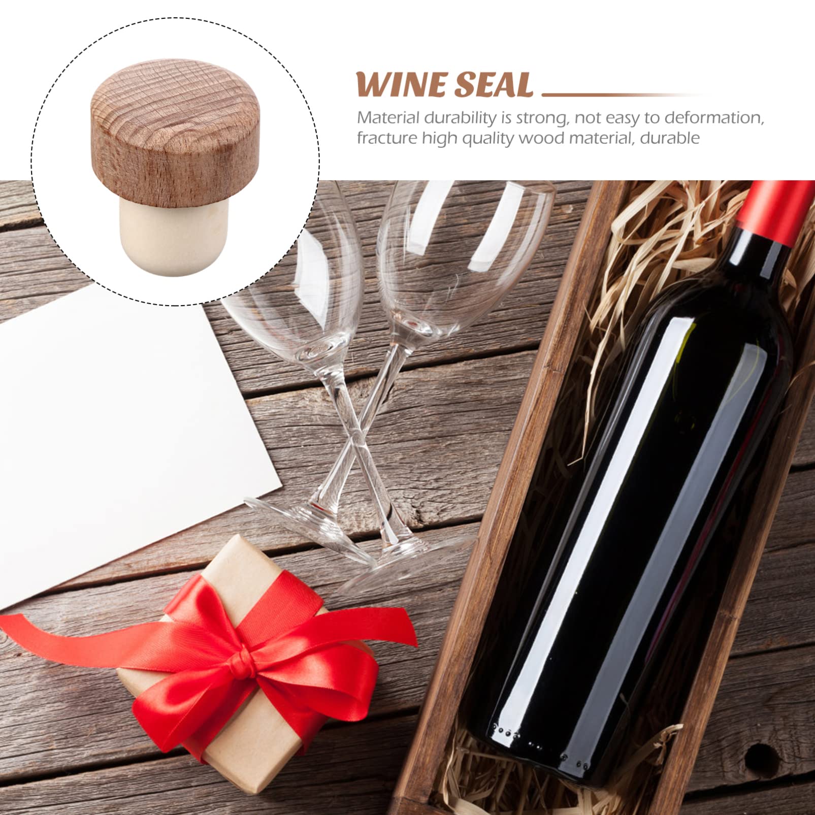 Wine Bottle Stopper 6 Pcs- Natural Soft Wooden Wine Stoppers for Wine Bottles- T Shaped Wine Corks Replacement Corks for Wine Beer Bottle, Glass Bottles, DIY Craft wine saver wine bottle stopper
