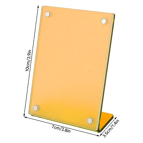 Self Standing Photo Frame, L Shaped Slanted Back Photo Frame 3 Inch Clear for Movie Tickets for Office (Orange)