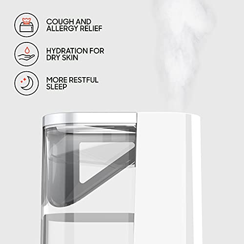 Sharper Image UHS2-SI Ultrasonic Humidifier with 1.5 Gallon Tank, 3 Levels of Warm or Cool Mist, Auto Shut, White, UHS2-SI β 1.5 gallon