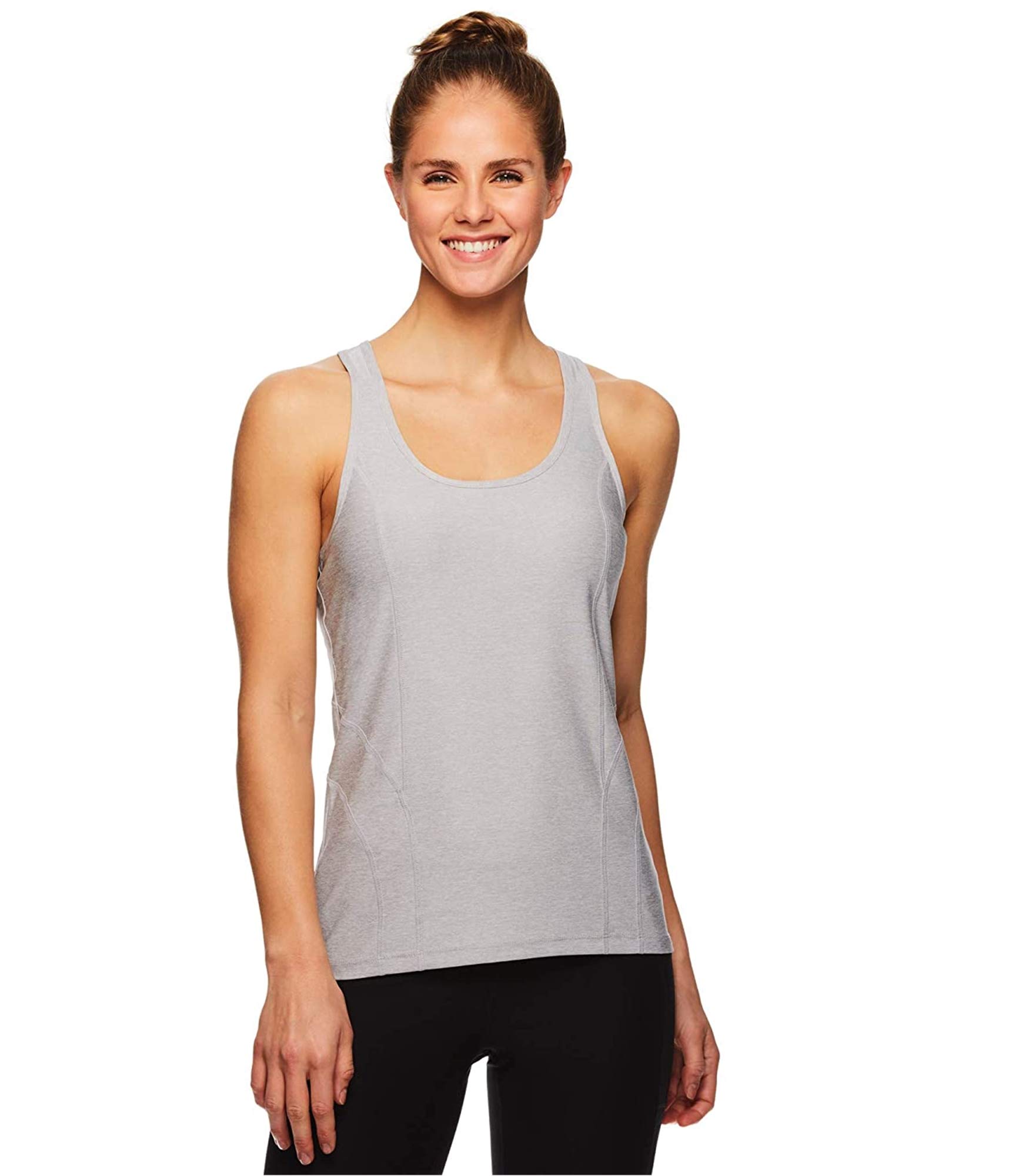 Reebok Womens Marled Jersey Racerback Tank Top, Grey, Small