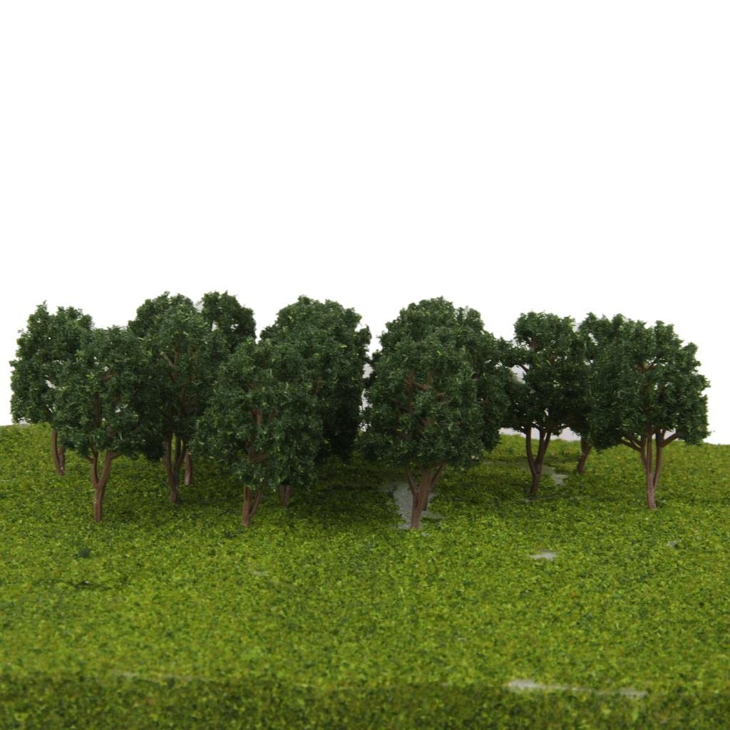 Tiuimk Pack of 20 Dark Green Plastic Model Trees for N Scale Train Layout