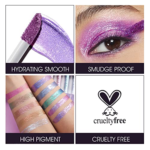 SUMEITANG 10 Colors liquid glitter eyeshadow Colorful Metallic Eye Shadow Set Diamond Shimmer Sparkle Eye Looks Shiny Glitter Eyeshadow Quick-Drying & Longwearing for Women Eye Makeup Kit