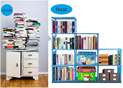 PENGKE Kids Bookshelf,9 Cubes Book Shelf Office Storage Shelf Plastic Storage Cabinet for Clothes,Shoes,Toys