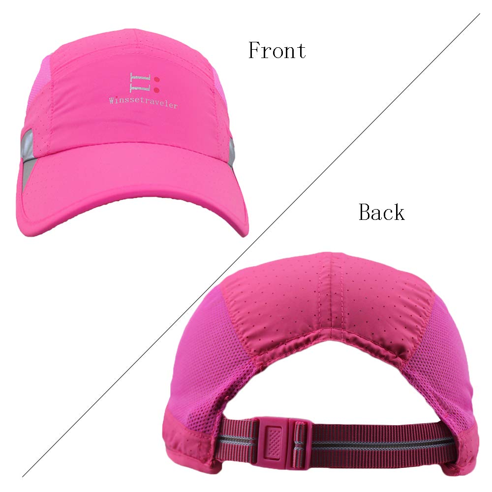 Quick Drying Sports hat Lightweight Breathable Unstructured Soft Reflective Baseball Cap Unisex (Plum)