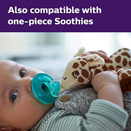 Philips AVENT Ultra Soft Snuggle Pacifier Holder with Detachable Pacifier, 0-6m, Giraffe, SCF348/01