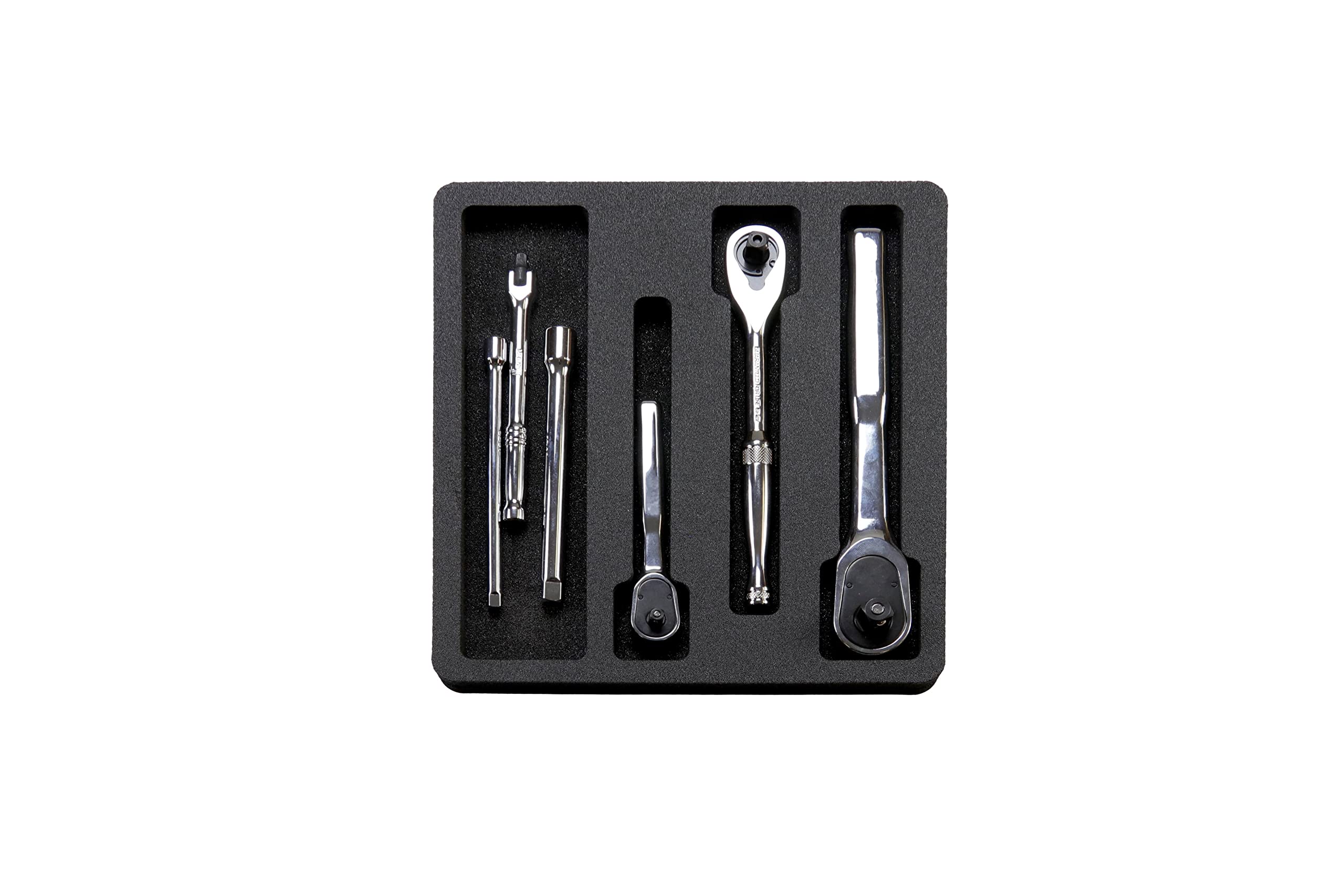 Polar Whale Tool Drawer Organizer Ratchet Socket Wrench Holder Insert Black Durable Foam Tray Holds 3 Ratchets or Extensions Up to 10 Inches Long Fits Craftsman Husky Kobalt Milwaukee Many More