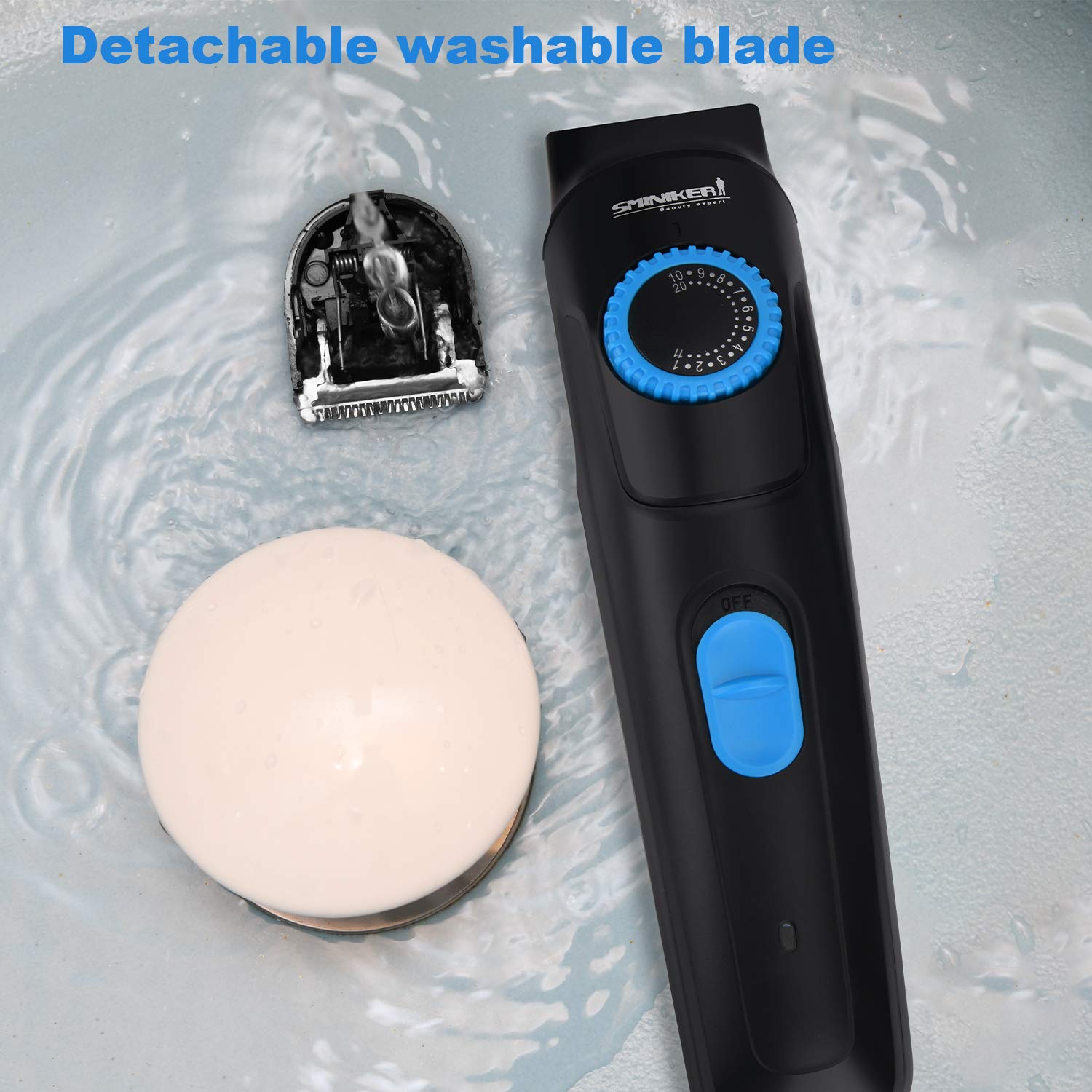 Sminiker Beard Trimmer for Men Cordless Rechargeable Hair Clippers 38 Length Settings Men’s Grooming kit with 2 Guide Combs USB Quick Charge