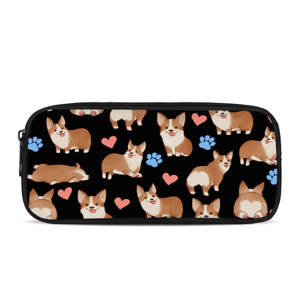 TOADDMOS Corgi Print Boys Girls Fashion School Bag Set Backpack with Lunch Box and Pencil Case, Middle School Student Bookbag Set