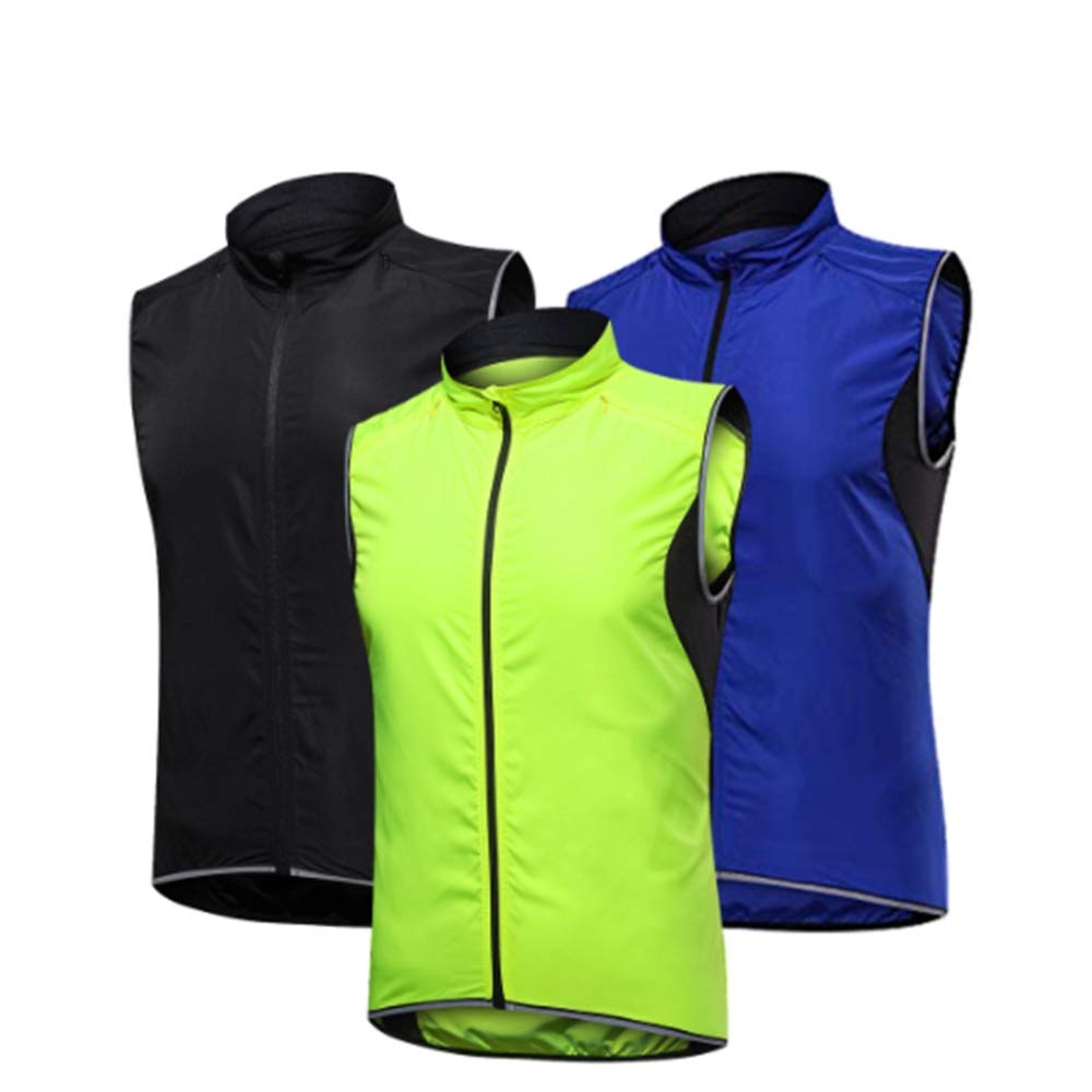 Shlia Men's Cycling Running Jacket Windproof Vest Bike Sleeveless Jacket Water-Resistant Coat (Green,L)