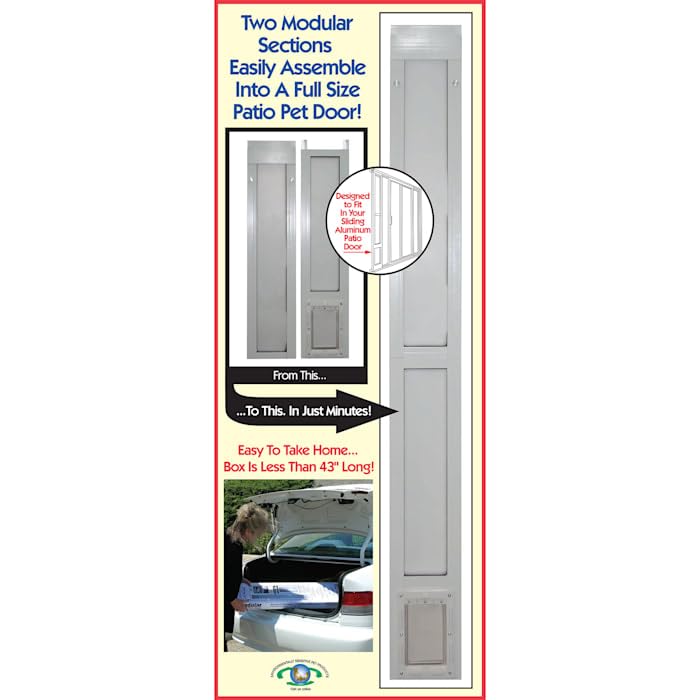 Perfect Pet Modular Patio Panel Pet Door in Mill, 9.75IN x 1.625IN x 40.75IN, Small, Silver