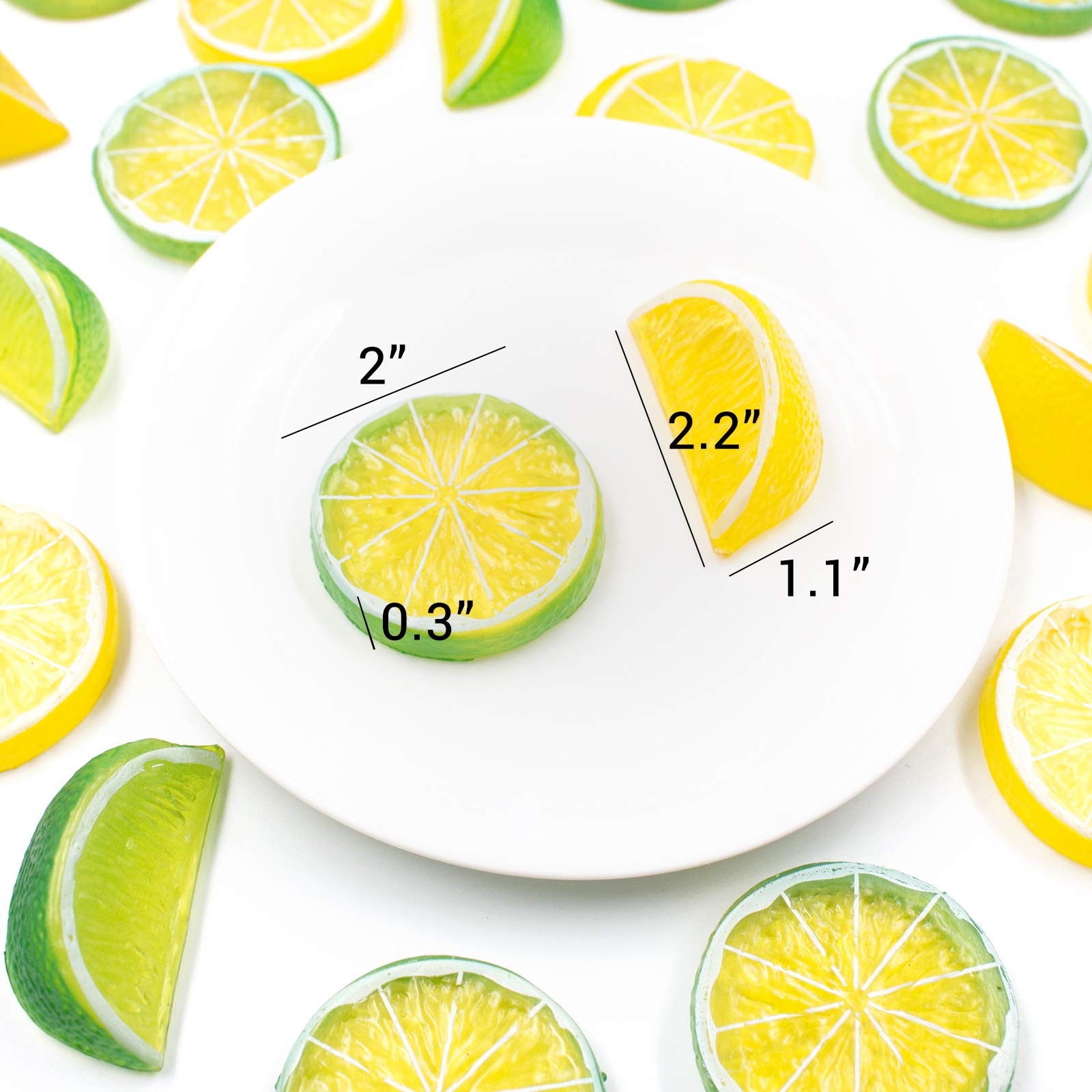 SNAIL GARDEN 30Pcs Artificial Lemon Slices Blocks, 20Pcs Simulation Lemon Slice+10Pcs Fake Lemon Block-Double Side Decorative Fake Fruit Model for Lemon Party Decor Vase Filler Tumbler Topper DIY