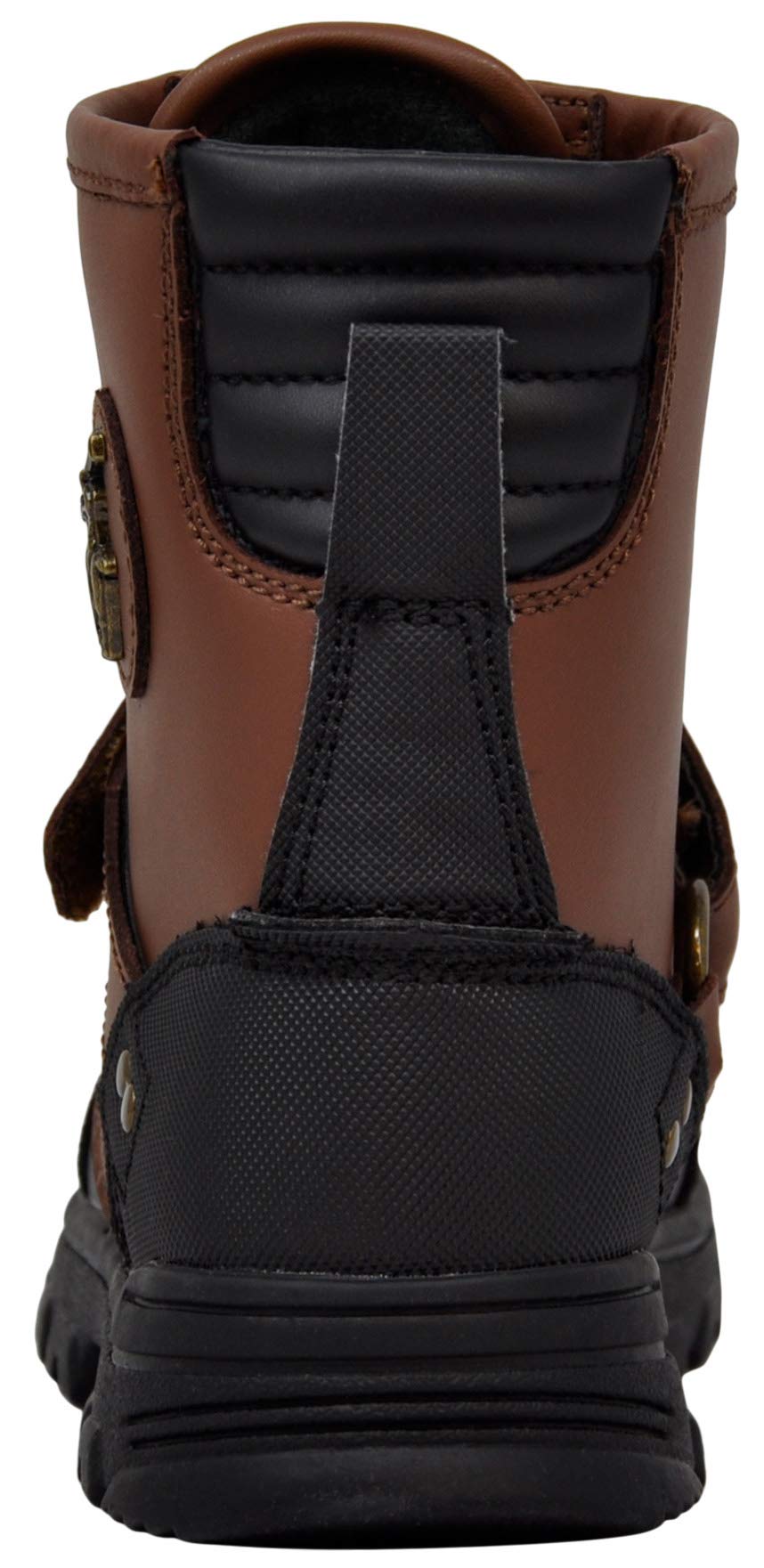 POLO RALPH LAUREN Boys Conquered Hi Boot, Chocolate/Tan Leather, 9 Toddler