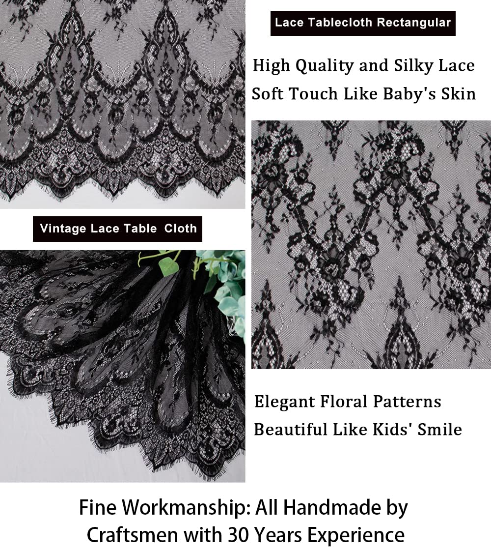 ShinyBeauty Lace Tablecloth Rectangular 60''x120'' White Floral Lace Tablecloth Rectangle Lace Table Clothes for Tea Party Lace Table Overlay Lace Fabric Table Cover for Wedding Reception