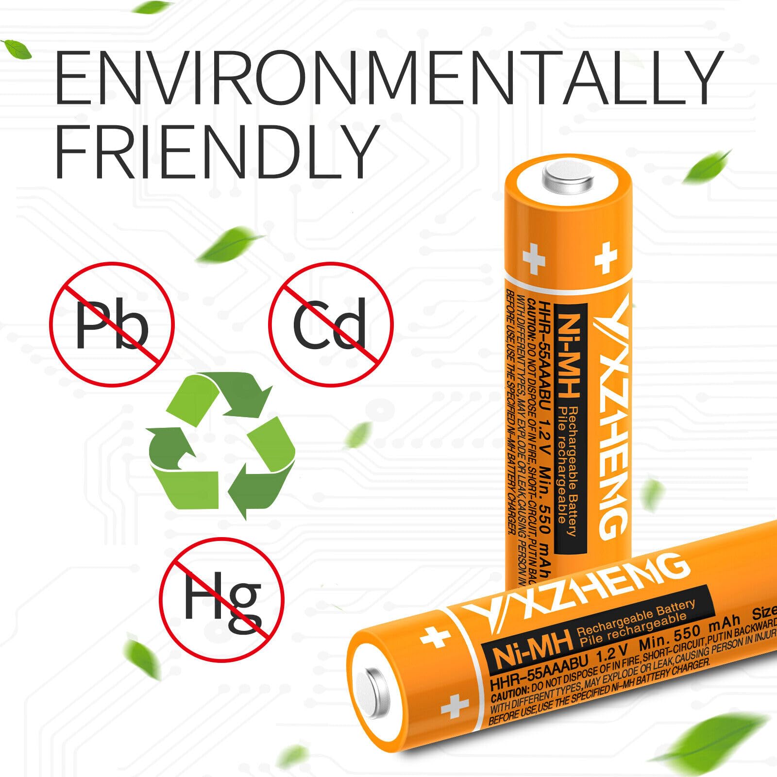 QWSHAN 4/8 pcs HHR-55AAABU AAA 1.2v Battery for Panasonic Cordless Wireless Phone Telephone Handset DECT 6.0 550mAh Rechargeable NI-MH (8pcs)