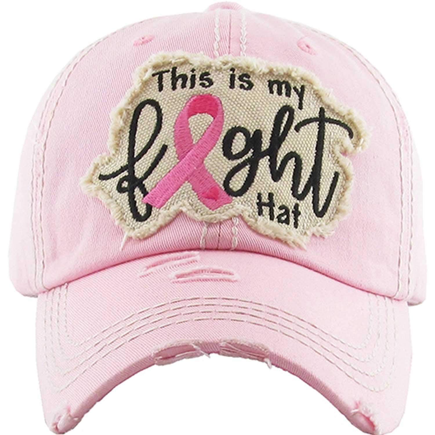 Pink Ribbon Fight Women's Awareness Vintage Baseball Cap (Pink)
