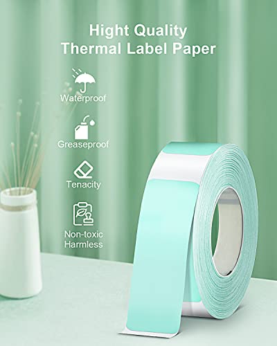POLONO Thermal Label Maker Tape Replacement Compatible with D30, P10 E1, L1, Q1 Label Printer, Not for POLONO P31S, 15mmx40mm/0.5x1.57inch, 180 Labels/Roll, P10 Thermal Printing Label Paper (Green)