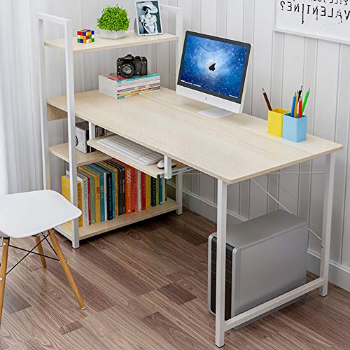 QYN Corner Computer Desk with Storage Shelf Keyboard Tray,Wooden Desktop Laptop Desk Simple Desk Bookcase Combination Student Gaming Desk-p 120x60x71cm(47x24x28inch)