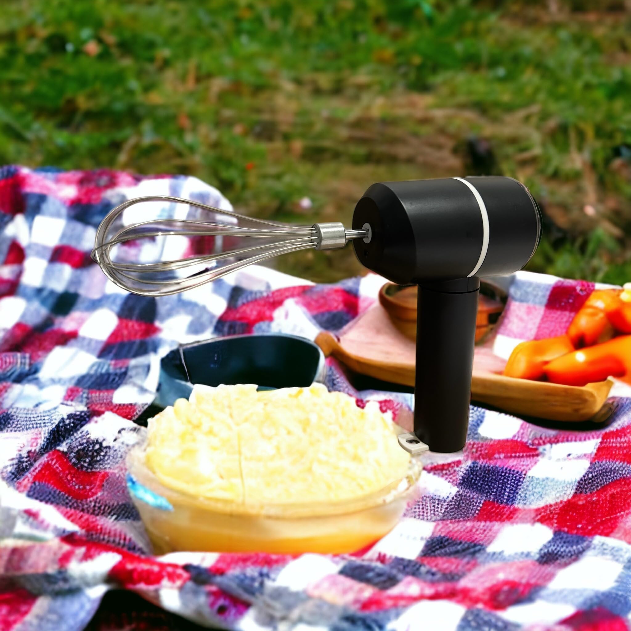 The Quick Mix: Electric Handheld Wireless Mixer - 3 Adjustable Speeds, 2 Stainless Steel Whisk Attachments, High-Power Mixing, Long Battery Life, USB-C Charging, Retractable Stand