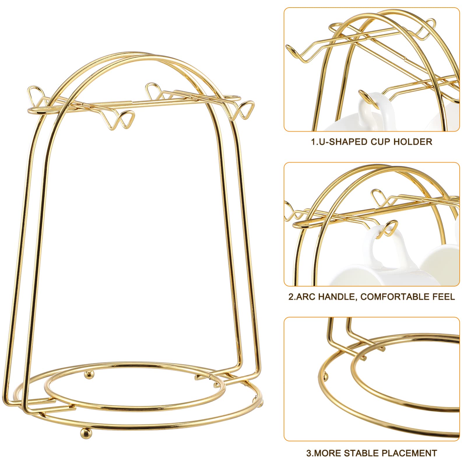 Toddmomy Iron Coffee Cup Holder Rack, Gold (8.25X6.68X5.89in), Storage for Home Kitchen Desktop