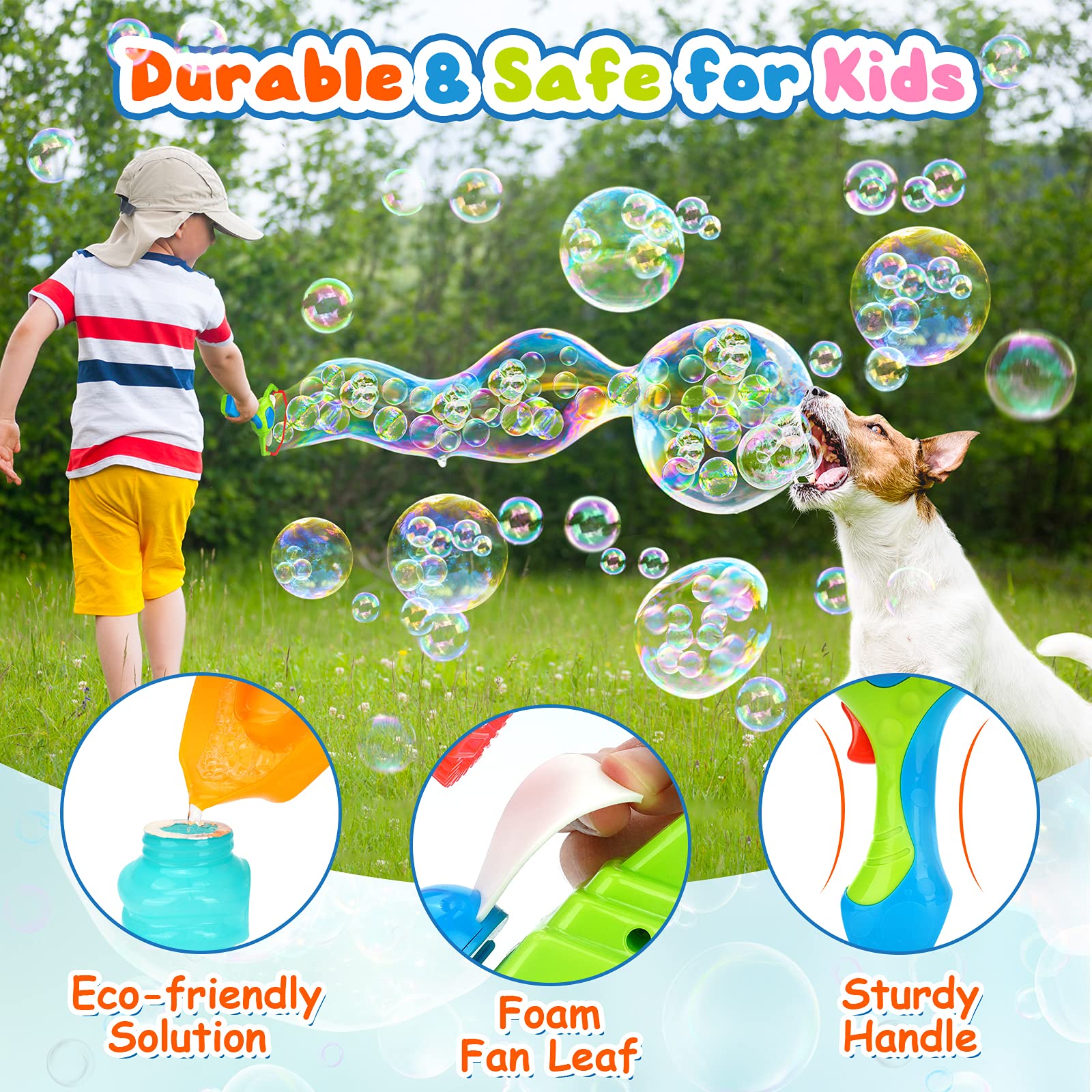 RACPNEL 2 Pack Bubble Machine Bubble Guns for Kids & Toddlers, Bubble Blower with Bubble Wand Making Small Bubble in Giant Bubble, Handheld Bubble Makers, Outdoor Bubble Toys & Games for Kids Toddlers