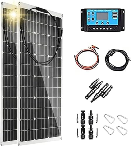 Shykey Flexible Solar Panel Kit,600W 18V Monocrystalline Solar Kit Off Grid Kit 2 * 300W Solar Power Kit with 40A Controller,for RV Battery Boat Caravan
