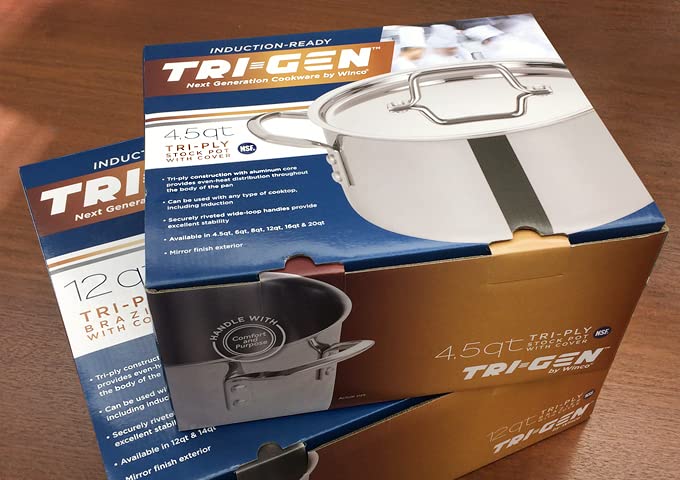 WINCO Tri-Ply Stock Pot, 20-quart, Silver