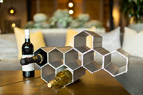 WineHive Bundle - 2 Items Cell Modern Modular Wine Storage System - 20 Cell with Wall Mount Hardware Kit - Black