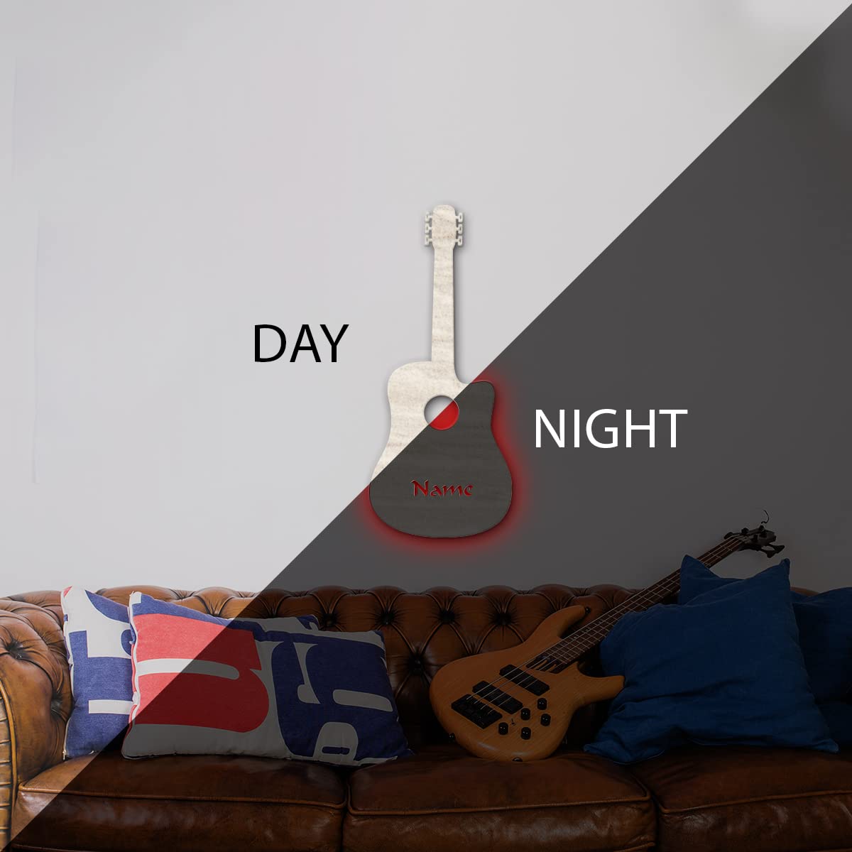 Personalized Unique LED Wall Hanging Guitar Light β Personalized with Name for Music Fans, Men, Women, Music Teacher - Guitar Player Gifts