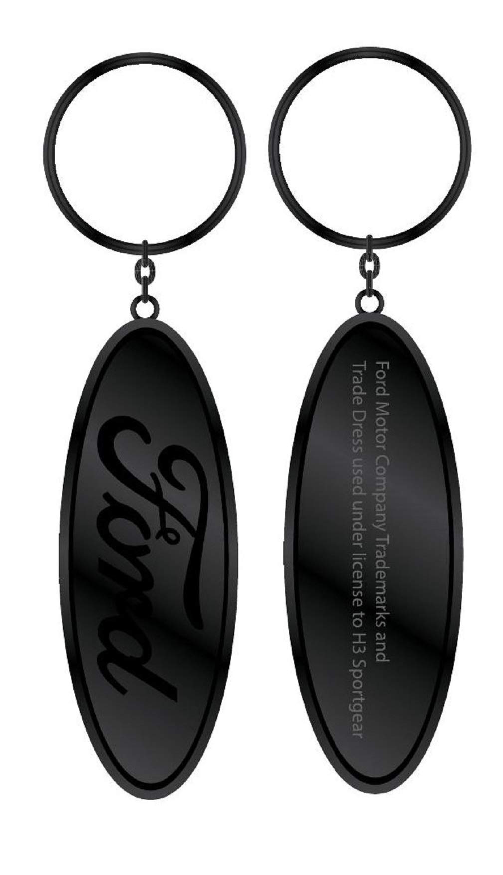 POPCULT FORD LOGO ENAMEL FILL METAL ALLOY BLACK ON BLACK TONAL KEYCHAIN