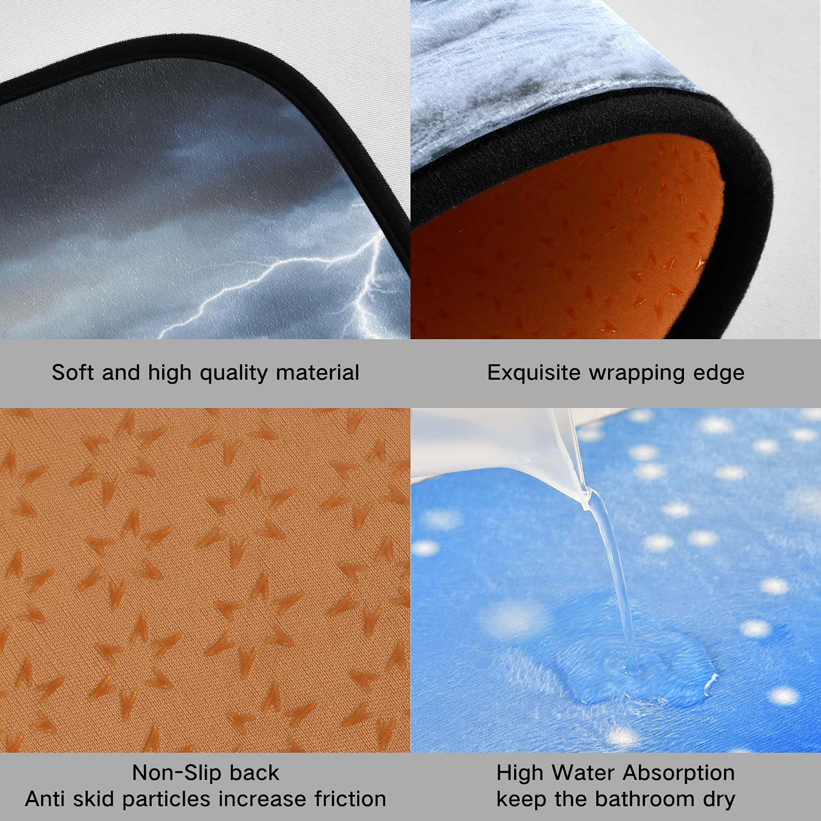 xigua 2 Pieces Stormy Landscape Lighthouse Kitchen Rugs and Mats Set Absorbent Soft Microfiber Bath Mat Non-Slip Kitchen Mat Doormat Runner Set, 19.7"x47.2"+19.7"x27.6"