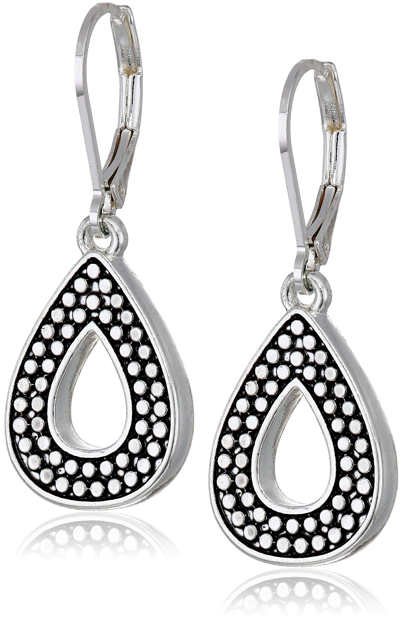 Napier Women's Casual Silver Teardrop Leverback Earrings