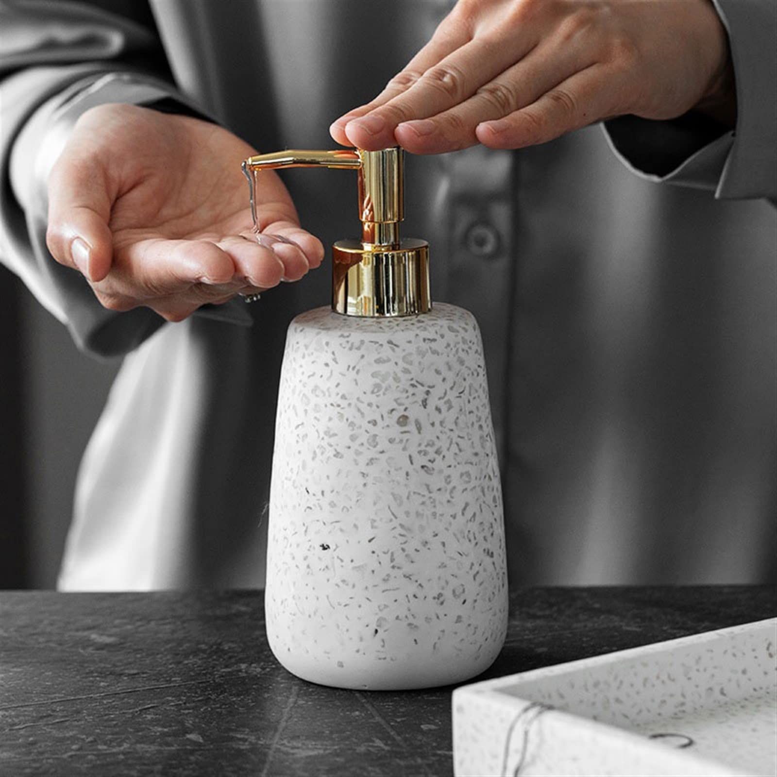 soap Dispenser Exquisite Terrazzo Resin Press Bottle Multifunctional Lotion Sub Bottle Practical Soap Dispenser soap Dispenser Pump
