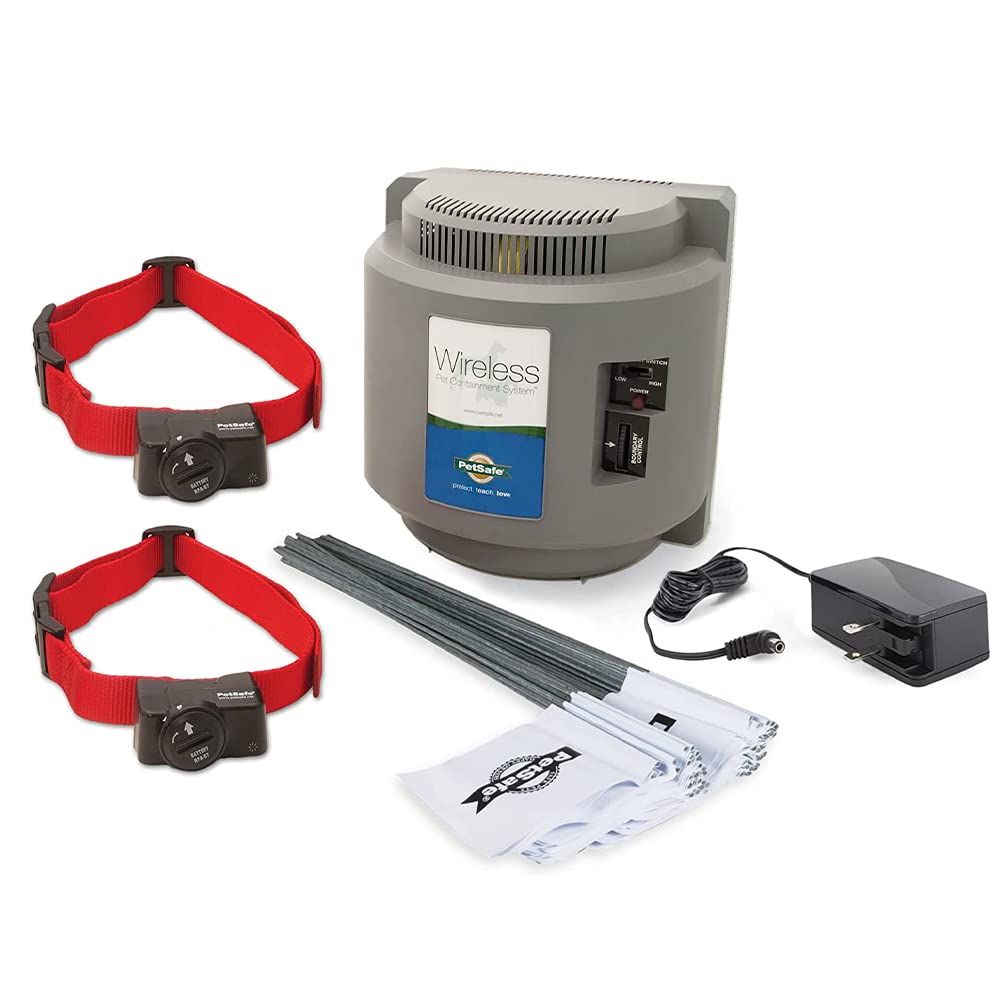 PetSafe Wireless Fence Pet Containment System, Covers up to 1/2 Acre, for Dogs Over 8 lb., 2 Waterproof Collar with Tone/Static Correction
