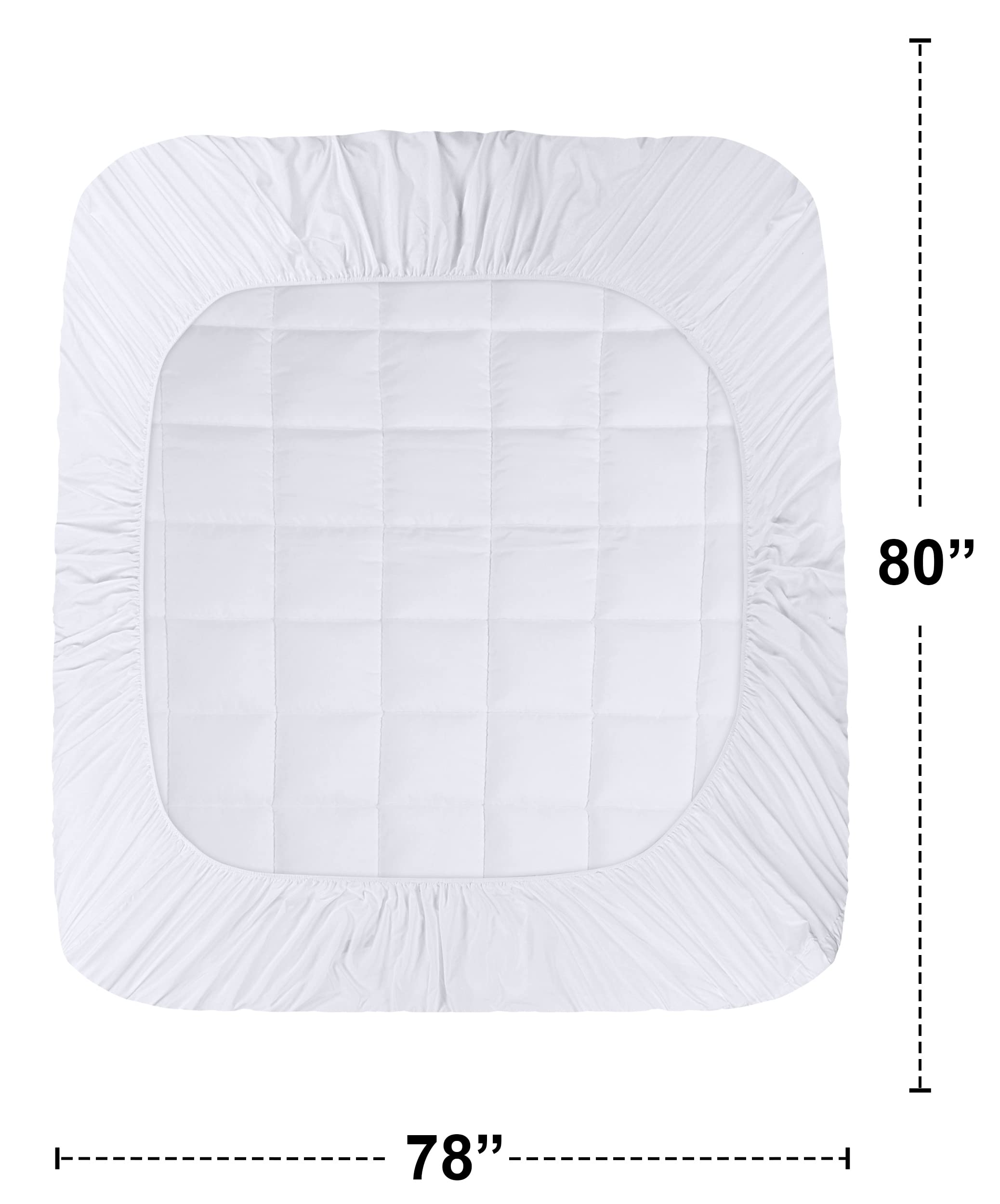 Utopia Bedding King Mattress Pad, Quilted Fitted Premium Mattress Protector, Deep Pocket Mattress Cover Stretches up to 16 Inches, Fluffy Pillow Top Mattress Topper (78x80 Inches, White)