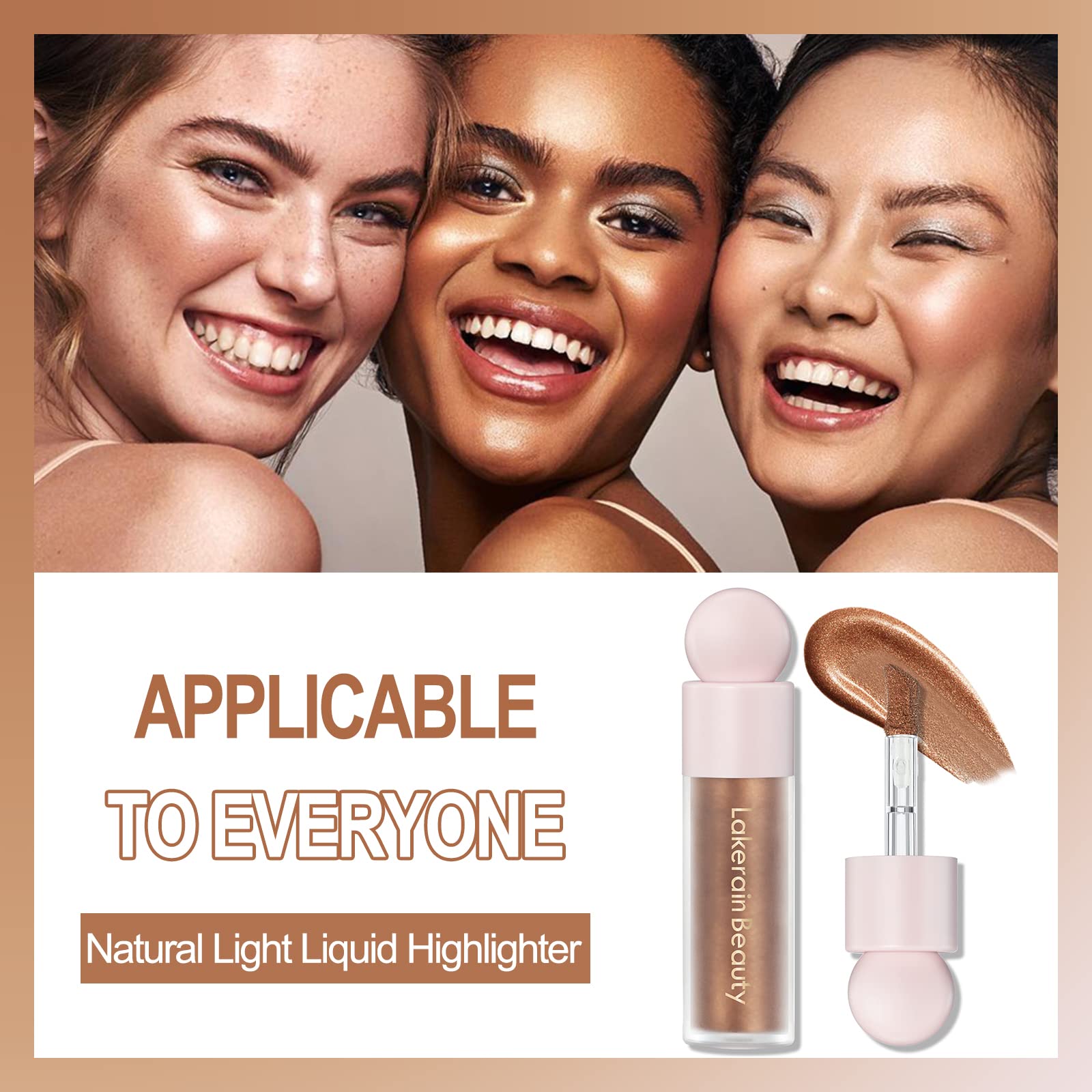 SOYUB Liquid Luminizer Blush Makeup, Liquid Illuminator Face Highlighter, Waterproof Long Lasting, Natural Skin Tint,Moisturizing Face Blush Wand for Cheek, Rose Gold