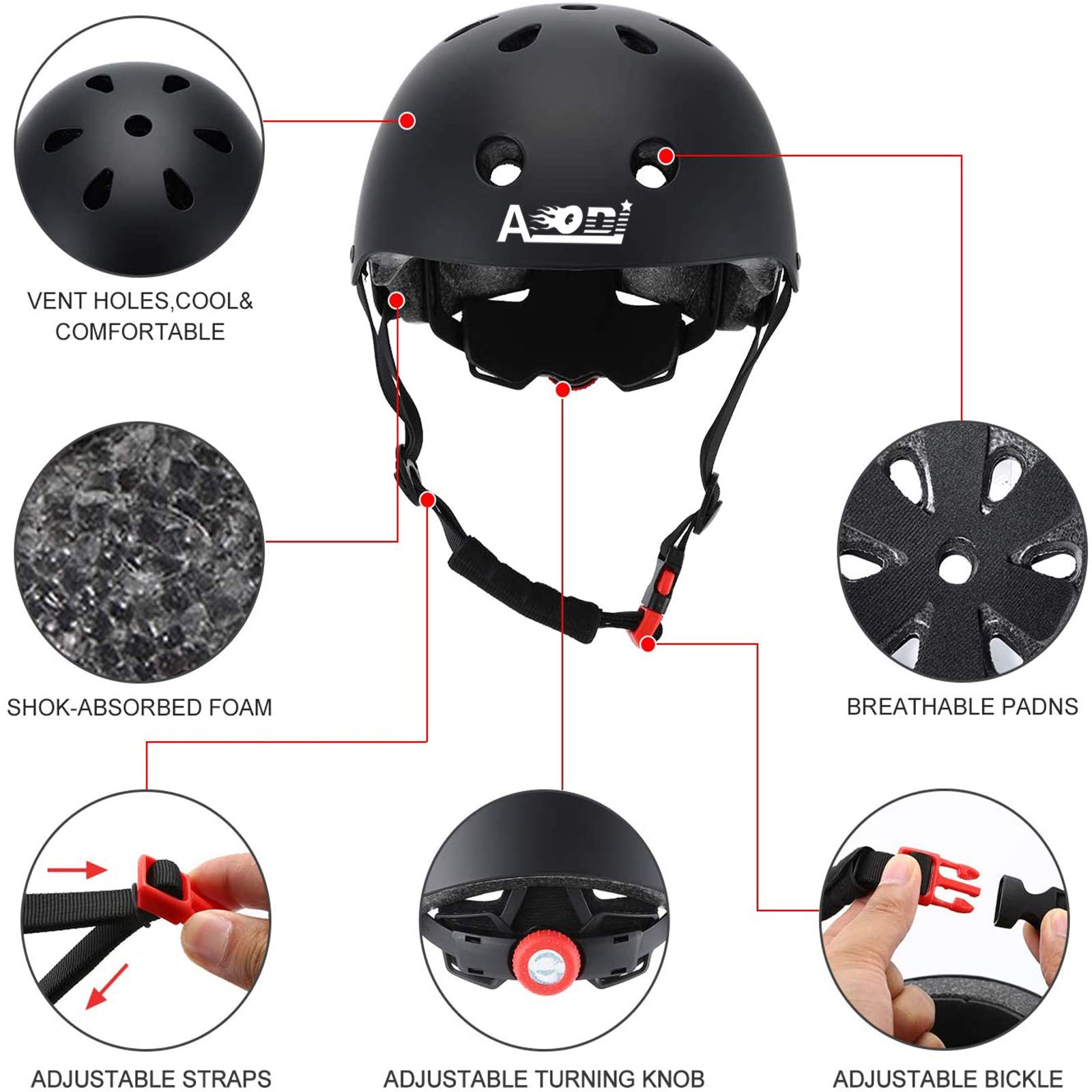 SANSIRP Kid's Protective Gear Set for Ages 3-8, Adjustable Helmet with Knee Pads Elbow Pads Wrist Guards for Skateboard, Scooter