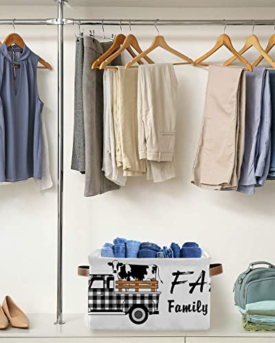 Storage Baskets for Shelves, Foldable Rectangle Storage Baskets, Farm Family Farm Storage Containers for Organizing Dorm Closet Room(15β x 11β x 9.5β)