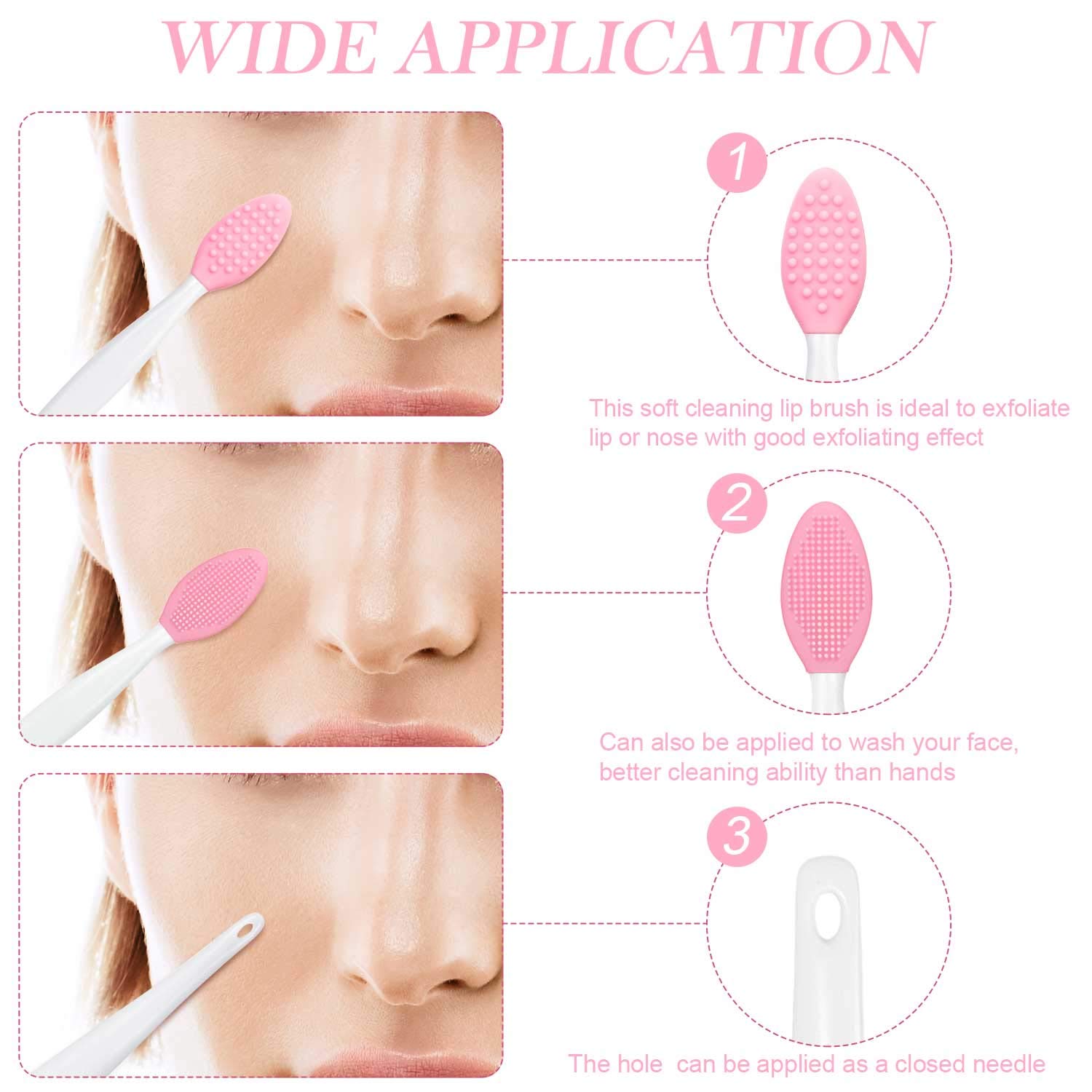 Silicone Exfoliating Lip Brush Double-sided Lip Brush Soft Cleaning Lip Brush Beauty Tool for Smoother Skin and Fuller Lip Appearance, 6 Colors (24)