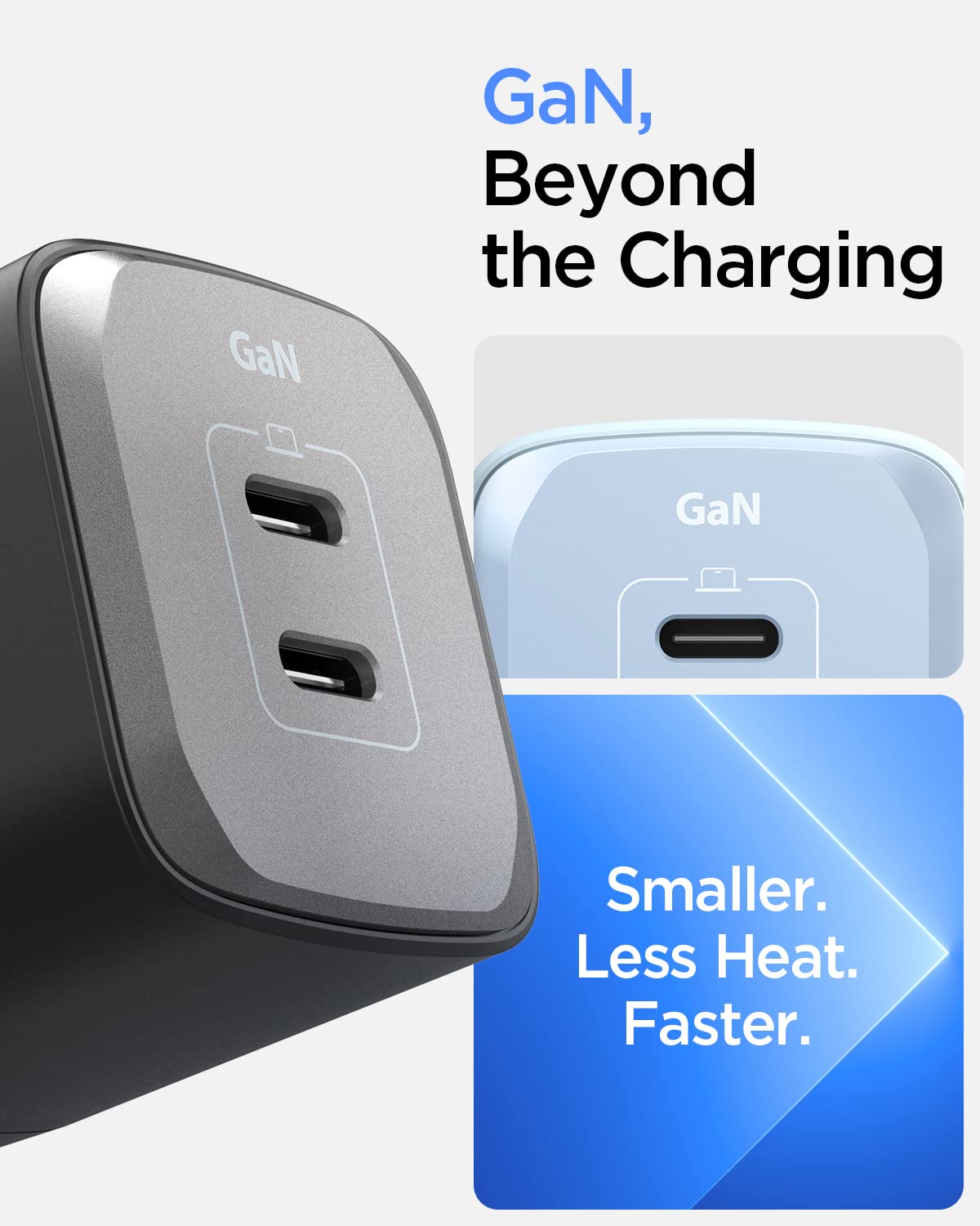 Spigen GaN III 652 65W 2 Ports Compact Foldable Dual USB C Wall Charger PD PPS Fast Charging Block Adapter for iPhone 15 Pro Max 14 13 iPad MacBook Air Vision Samsung Galaxy S24 Ultra Plus steam Deck