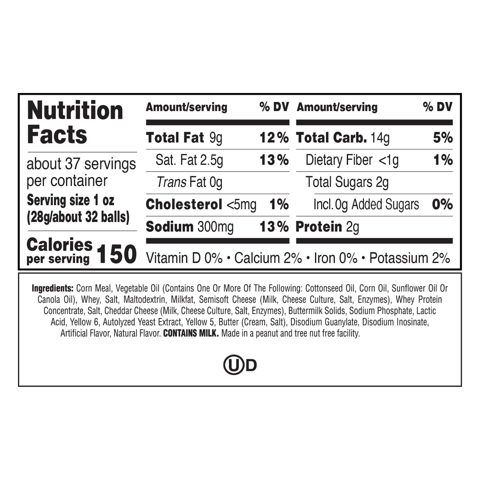 Utz Cheese Balls Barrel, Tasty Snack Baked with Real Cheddar Cheese, Delightfully Poppable Party Snack, Gluten, Cholesterol and Trans-Fat Free, Kosher Certified, 36.5 Oz