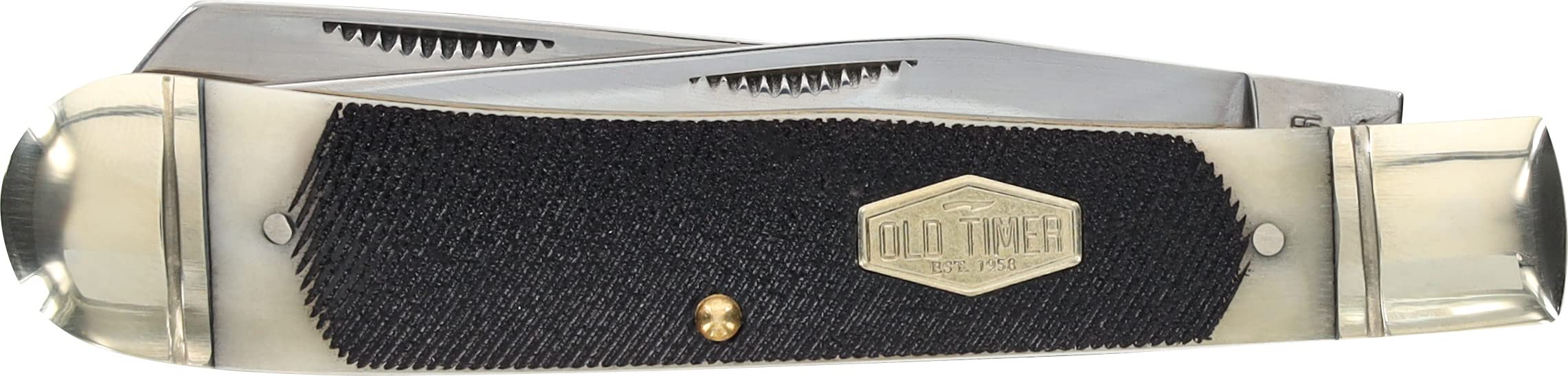 Old Timer 95OTB Genuine Bone Large Gunstock Trapper 7.3in S.S. Traditional Folding Knife with 3.1in Clip Point and Bone Handle for Outdoor, Hunting, Camping and EDC