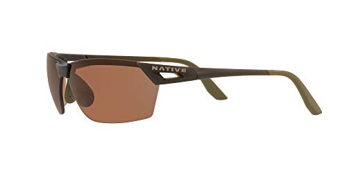 Native Eyewear Vigor Polarized Rectangular Sunglasses, Matte Moss/Brown, 70 mm