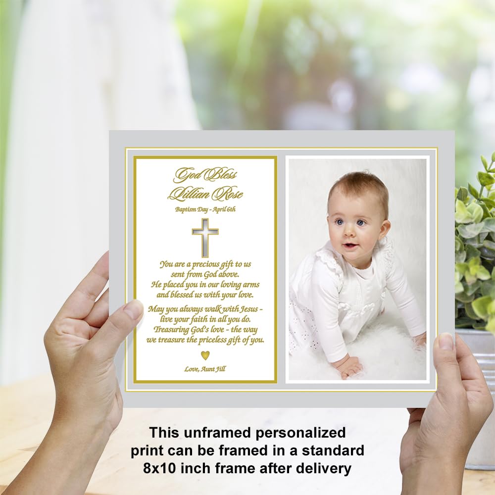 Poetry Gifts Baby Baptism Blessing for Boy or Girl, Personalized Gift with Name, Date and Photo, 8x10 Inch Custom Print