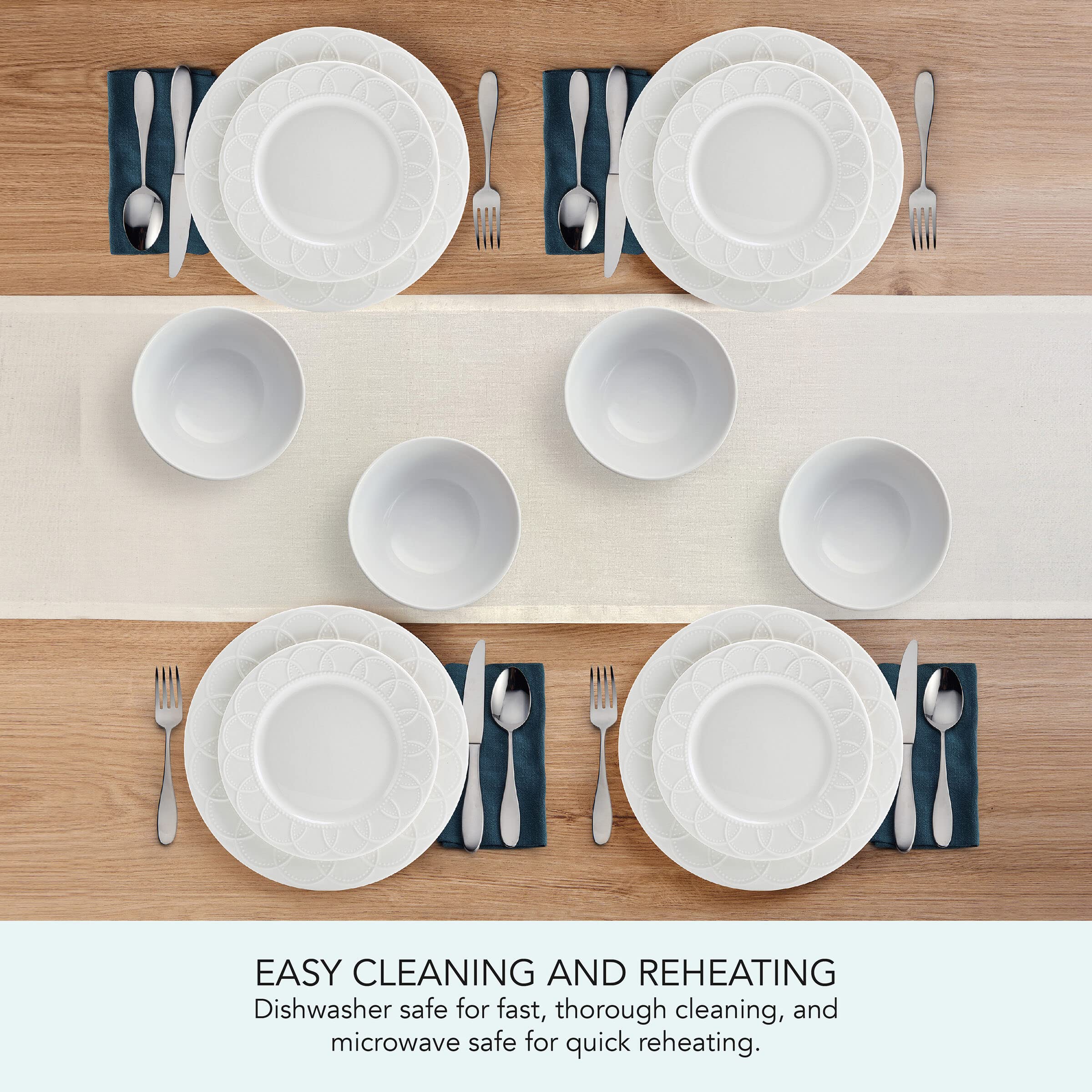 Pfaltzgraff Jules 12 Piece Dinnerware Set, Service for 4 White