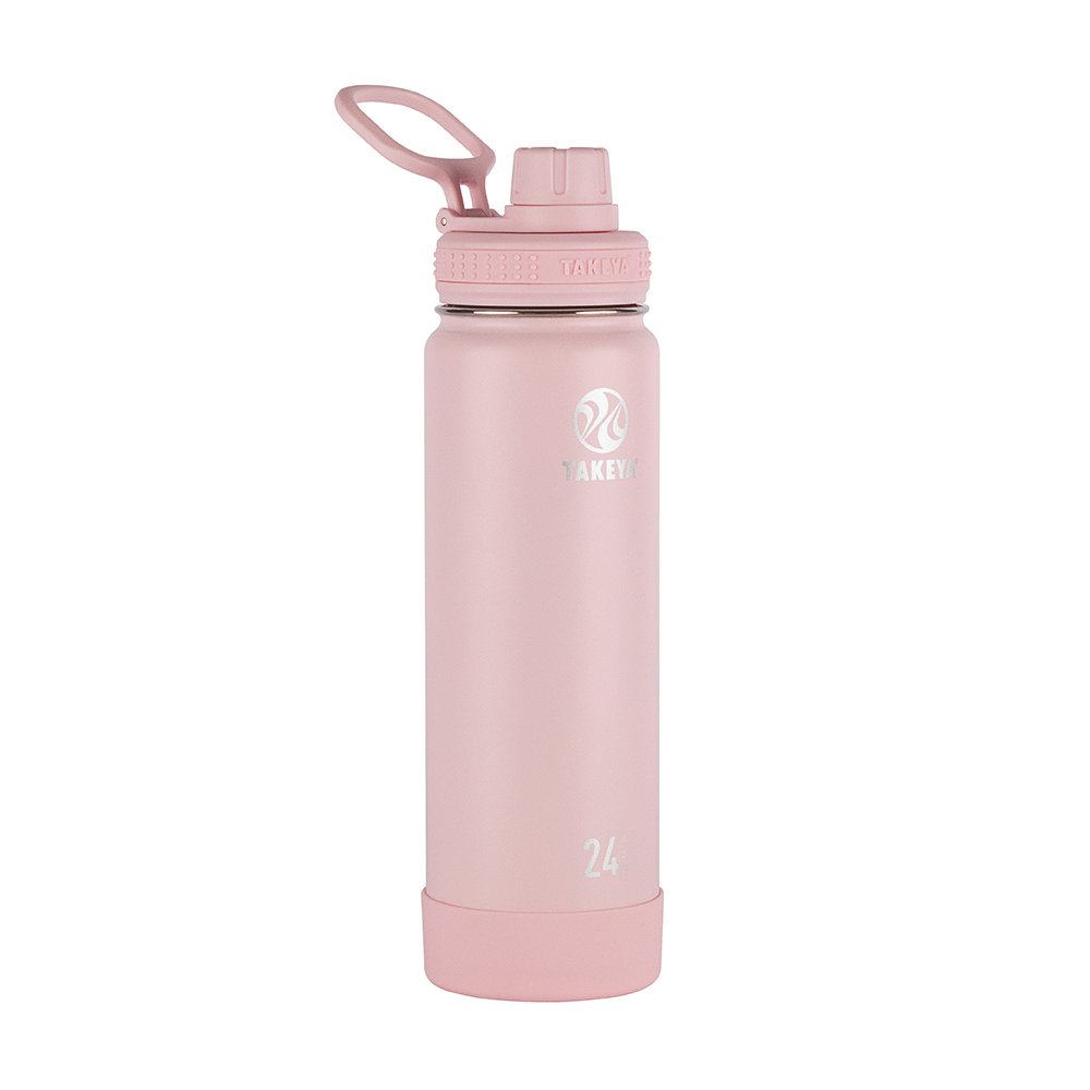 Takeya Actives 24 oz Vacuum Insulated Stainless Steel Water Bottle with Spout Lid, Premium Quality, Blush
